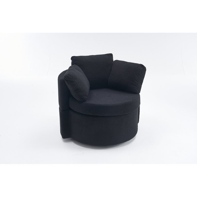 Brayden Studio Teddy Fabric Swivel And Storage Chair With Back Cushion For Living Room Wayfair
